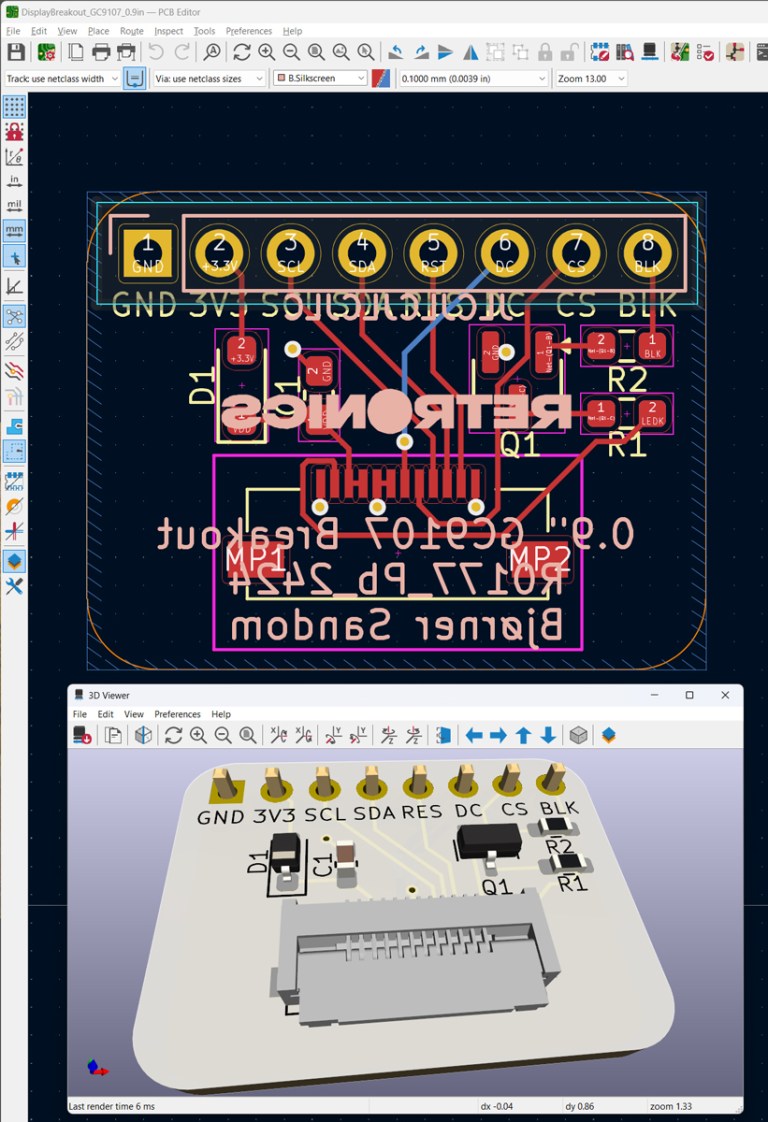 DIY: Breadboard adapter for 0.99″ circular display with GC9107 controller – Retronics